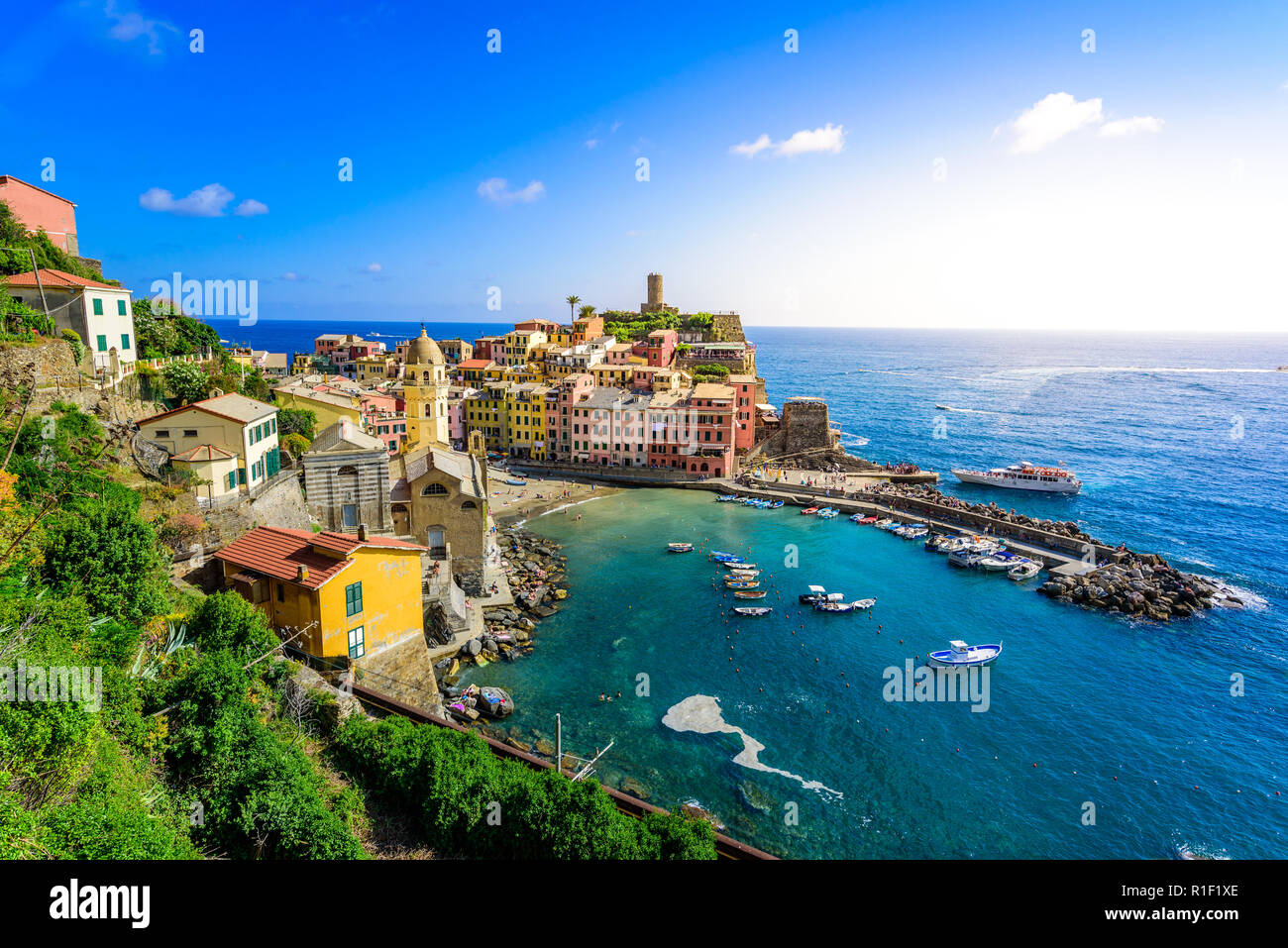 Vernazza - Village of Cinque Terre National Park at Coast of Italy ...