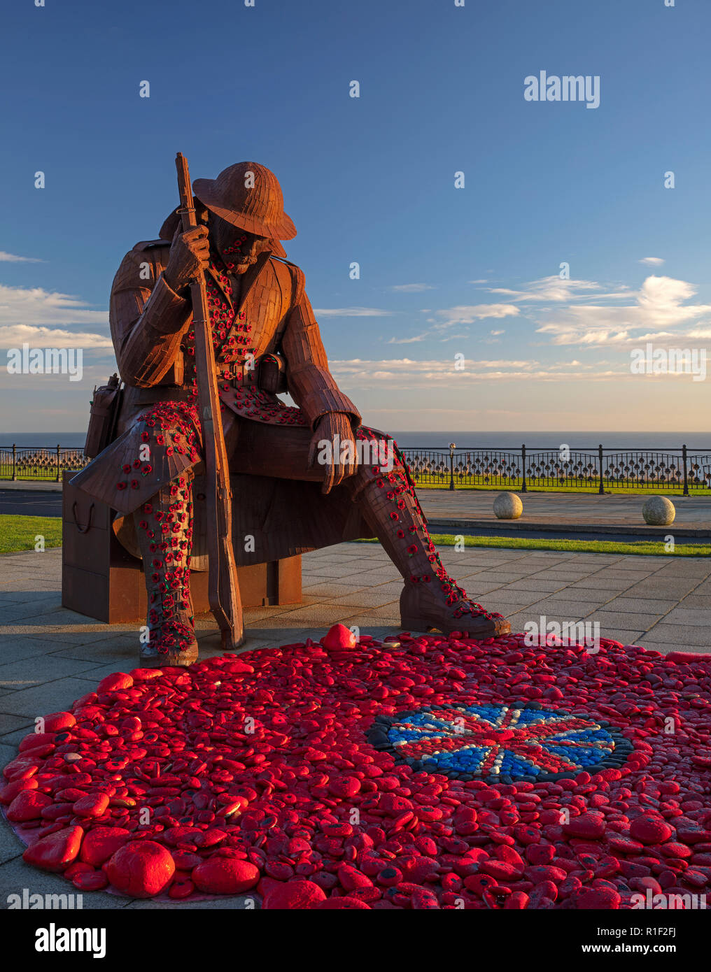 'Tommy' at dawn on Remembrance Sunday, Seaham, County Durham, UK Stock ...