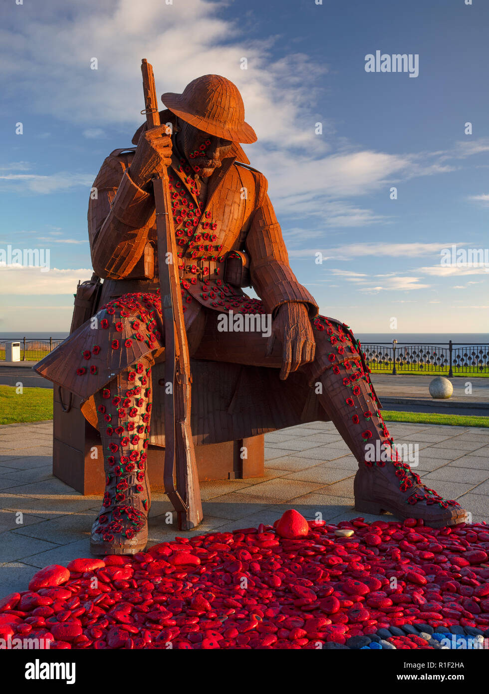'Tommy' at dawn on Remembrance Sunday, Seaham, County Durham, UK Stock ...