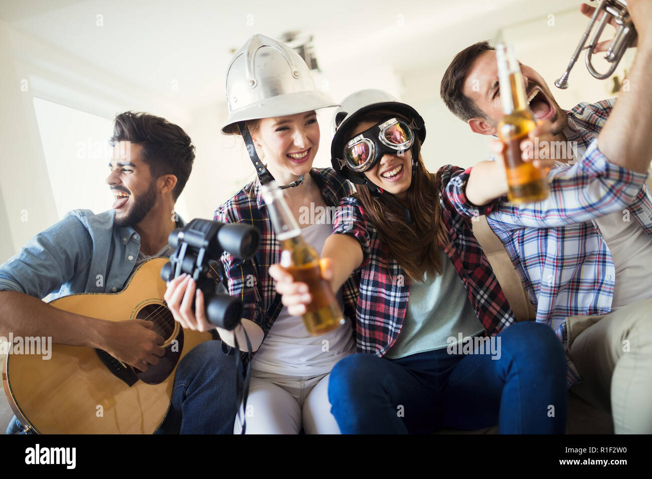Cheerful happy group of friends having fun Stock Photo - Alamy