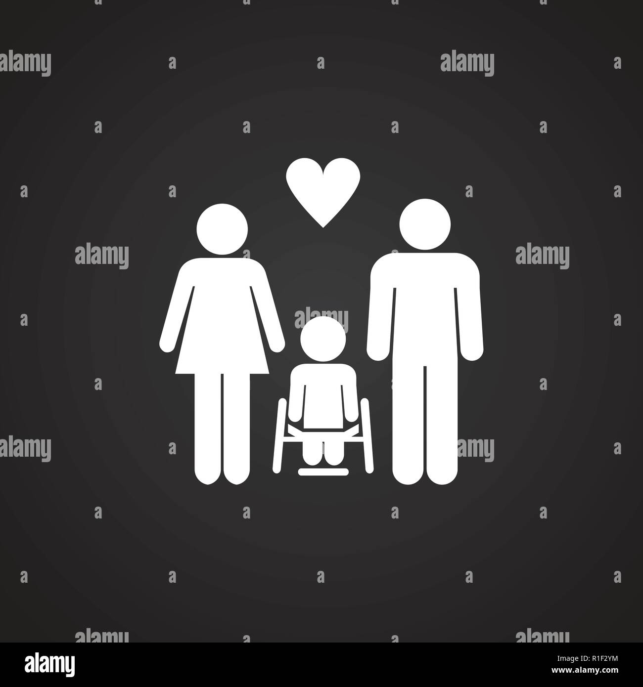 Family with disabled member on black background icon Stock Vector Image ...