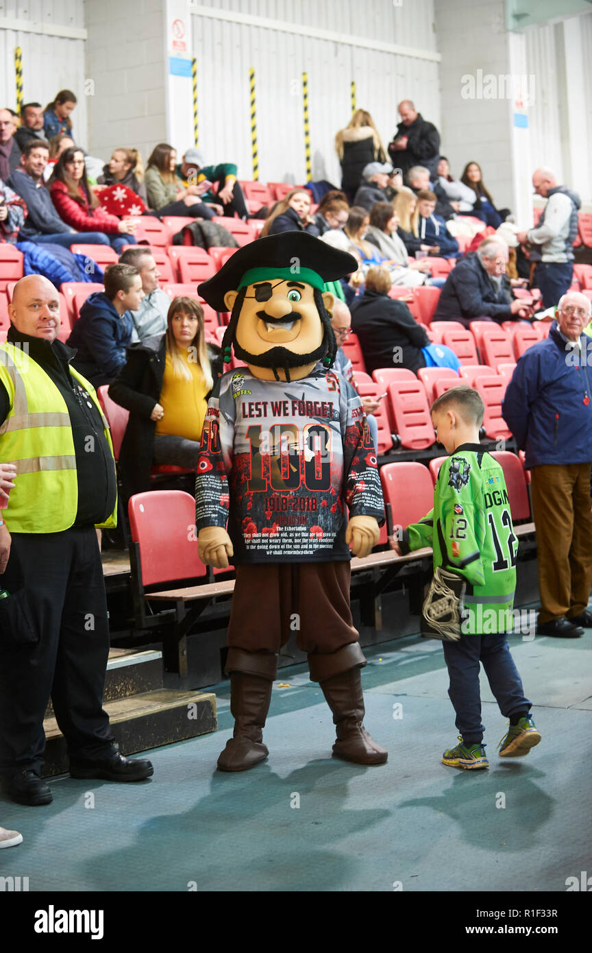 "Patch the Pirate" Hull Pirates team mascot in front of the crowd at ...