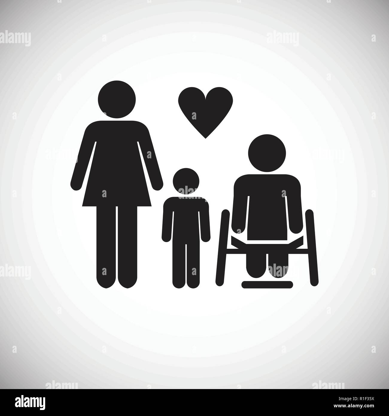 Family with disabled member on white background icon Stock Vector Image ...