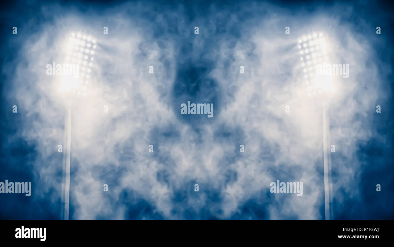 stadium lights and smoke Stock Photo - Alamy