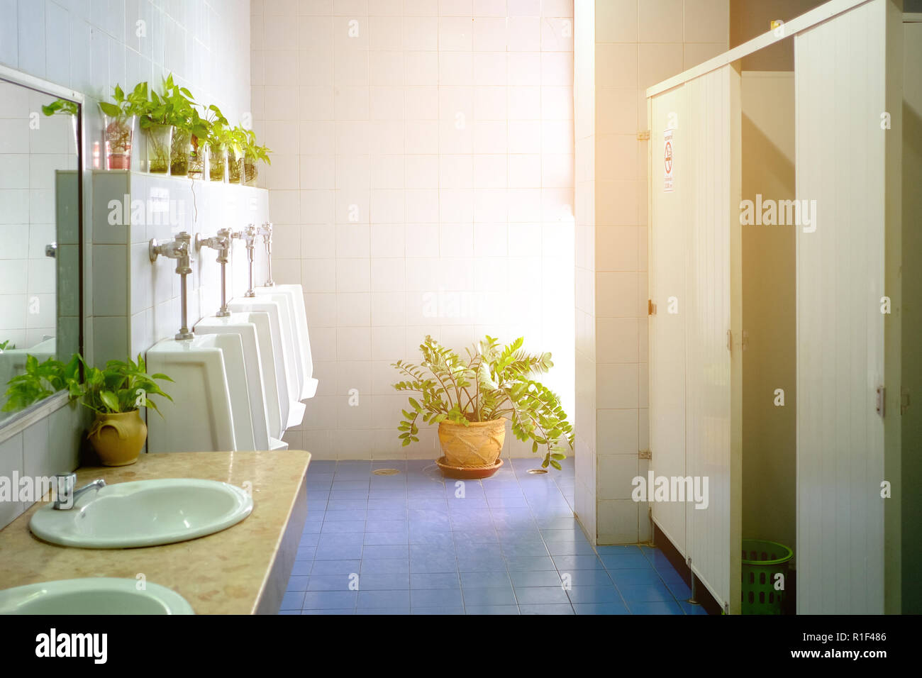 Public restroom with toilets, washbasins and urinals Stock Photo - Alamy