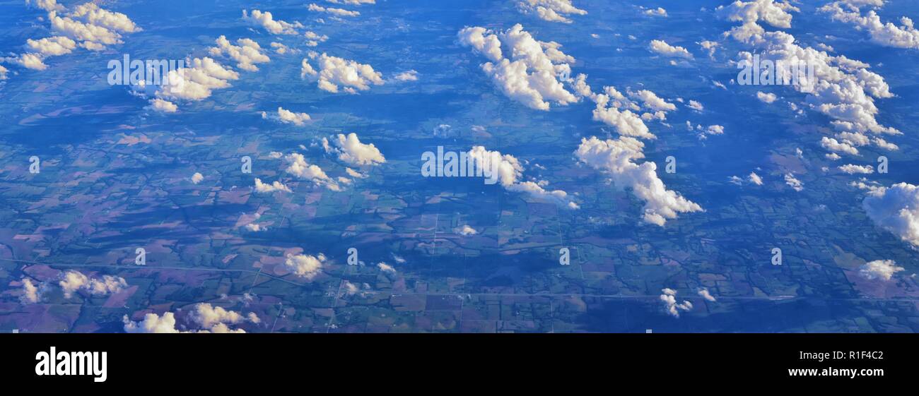 Aerial Cloudscape view over midwest states on flight over Colorado ...
