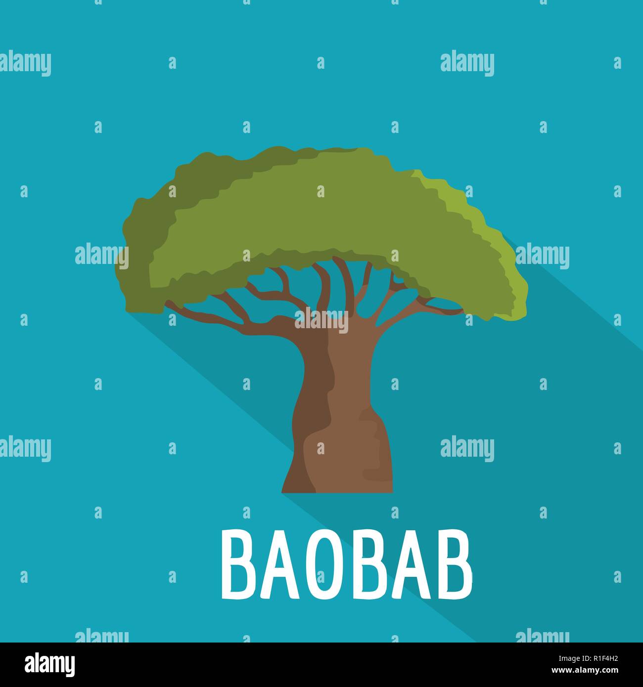 Baobab tree icon. Flat illustration of baobab tree vector icon for web ...