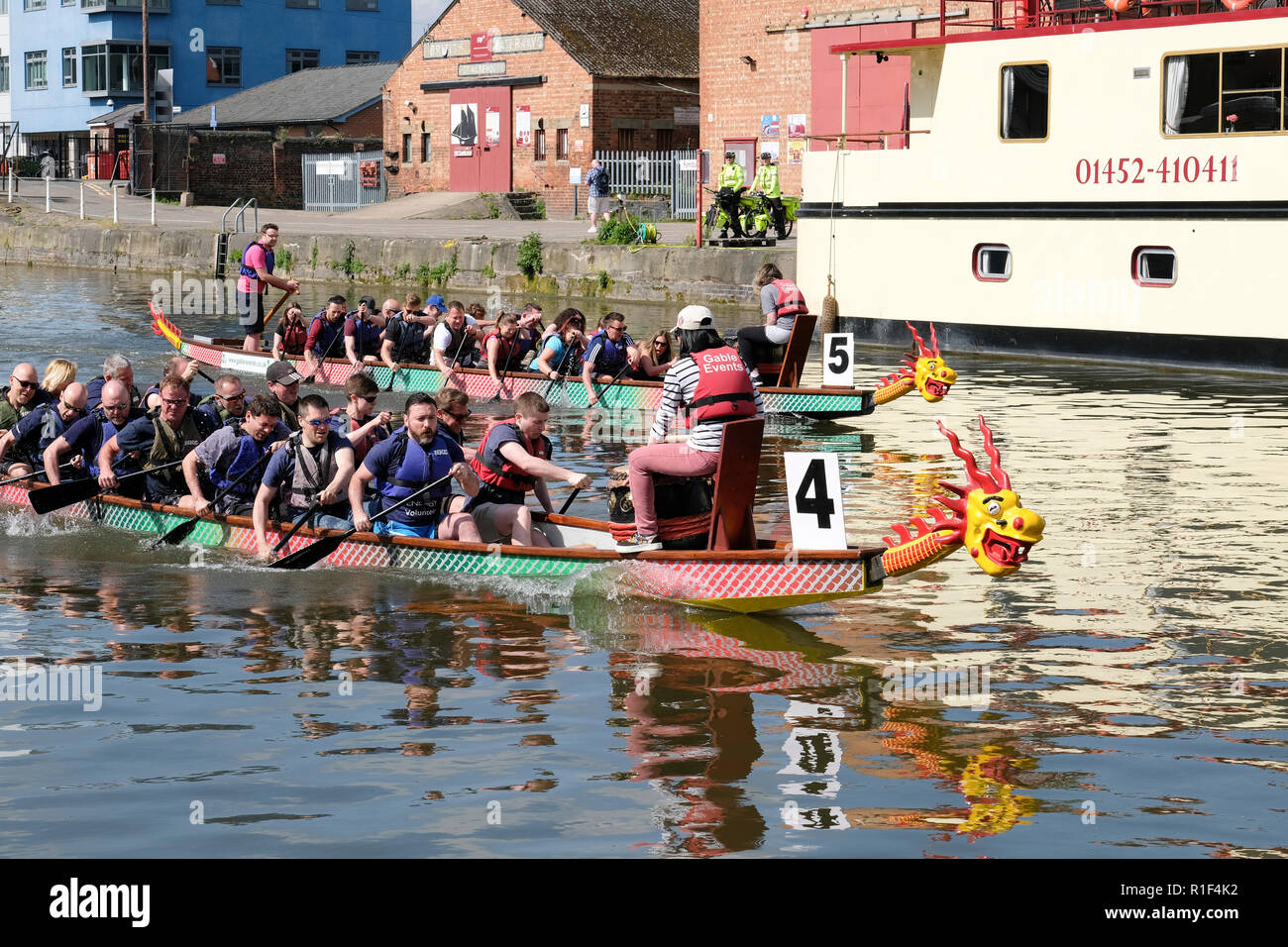 Dragon Boat racing in the Main Basin of Gloucester docks, southern ...