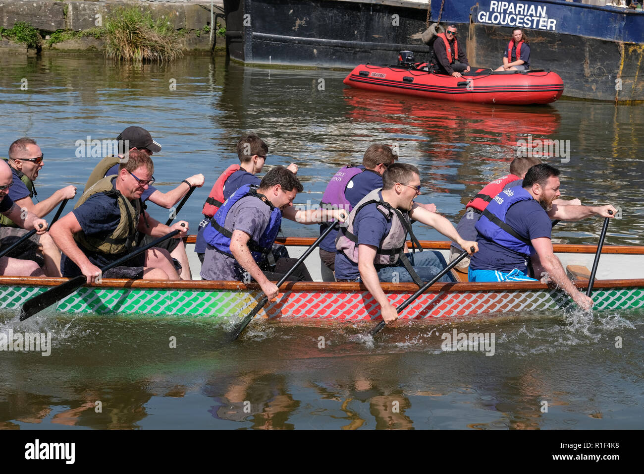 Dragon Boat racing in the Main Basin of Gloucester docks, southern ...