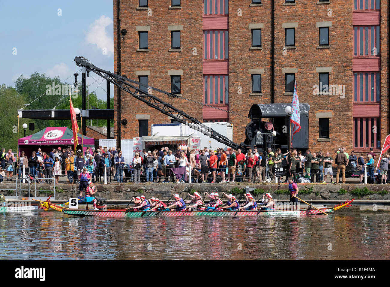 Dragon Boat racing in the Main Basin of Gloucester docks, southern ...