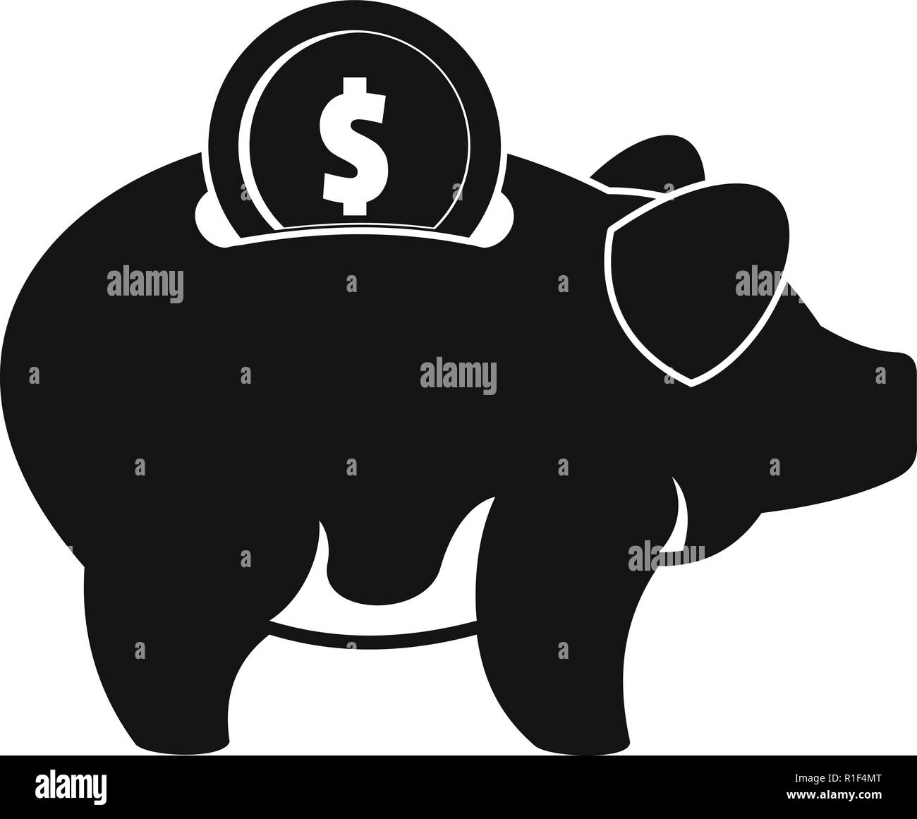 Pig money icon. Simple illustration of pig money vector icon for web ...