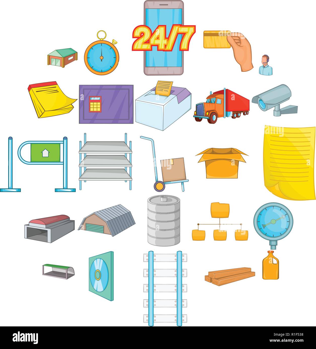 Goods storage icons set, cartoon style Stock Vector Image & Art - Alamy