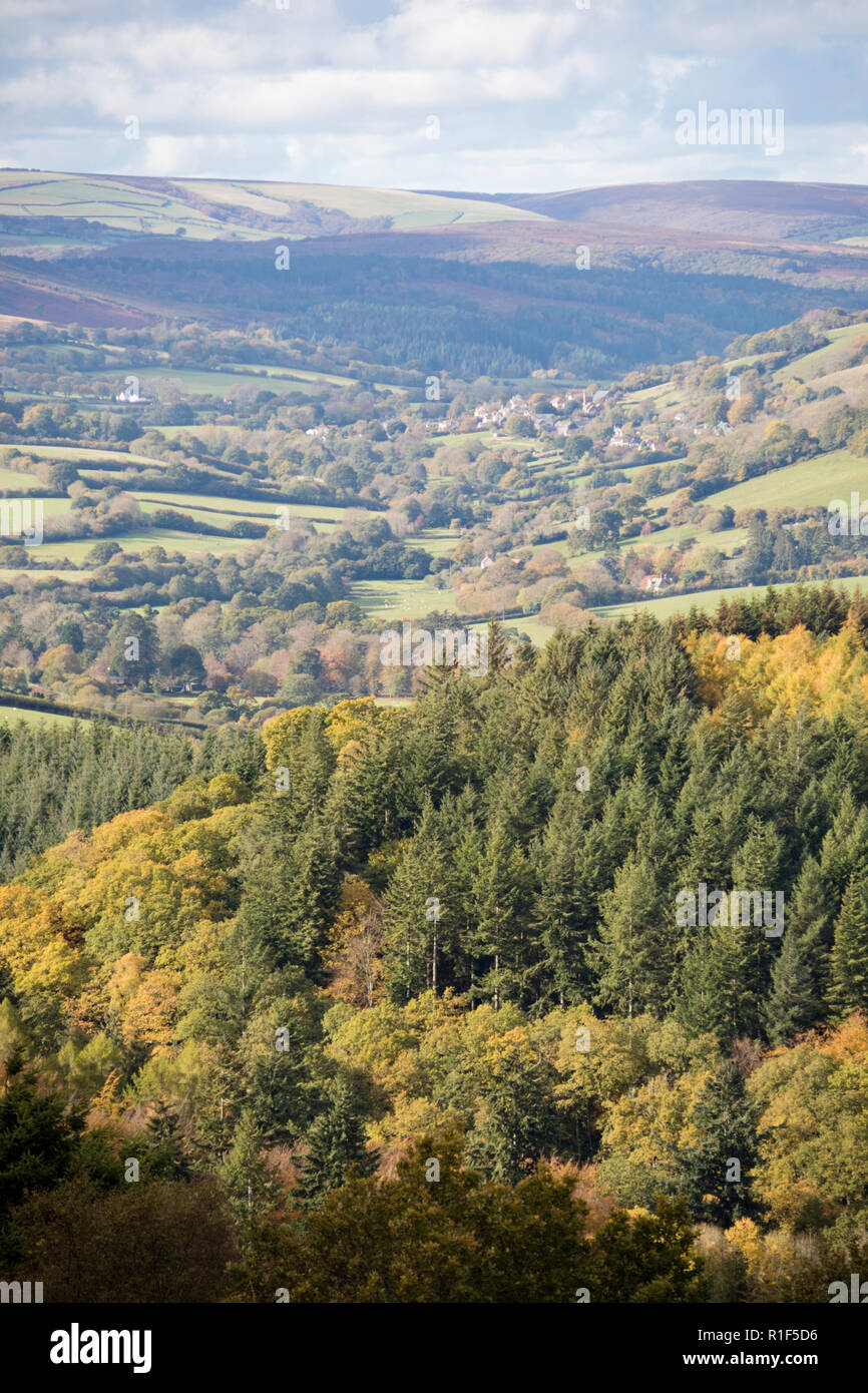 Autumn over Exmoor National Park near Dunster, Somerset, England, UK ...