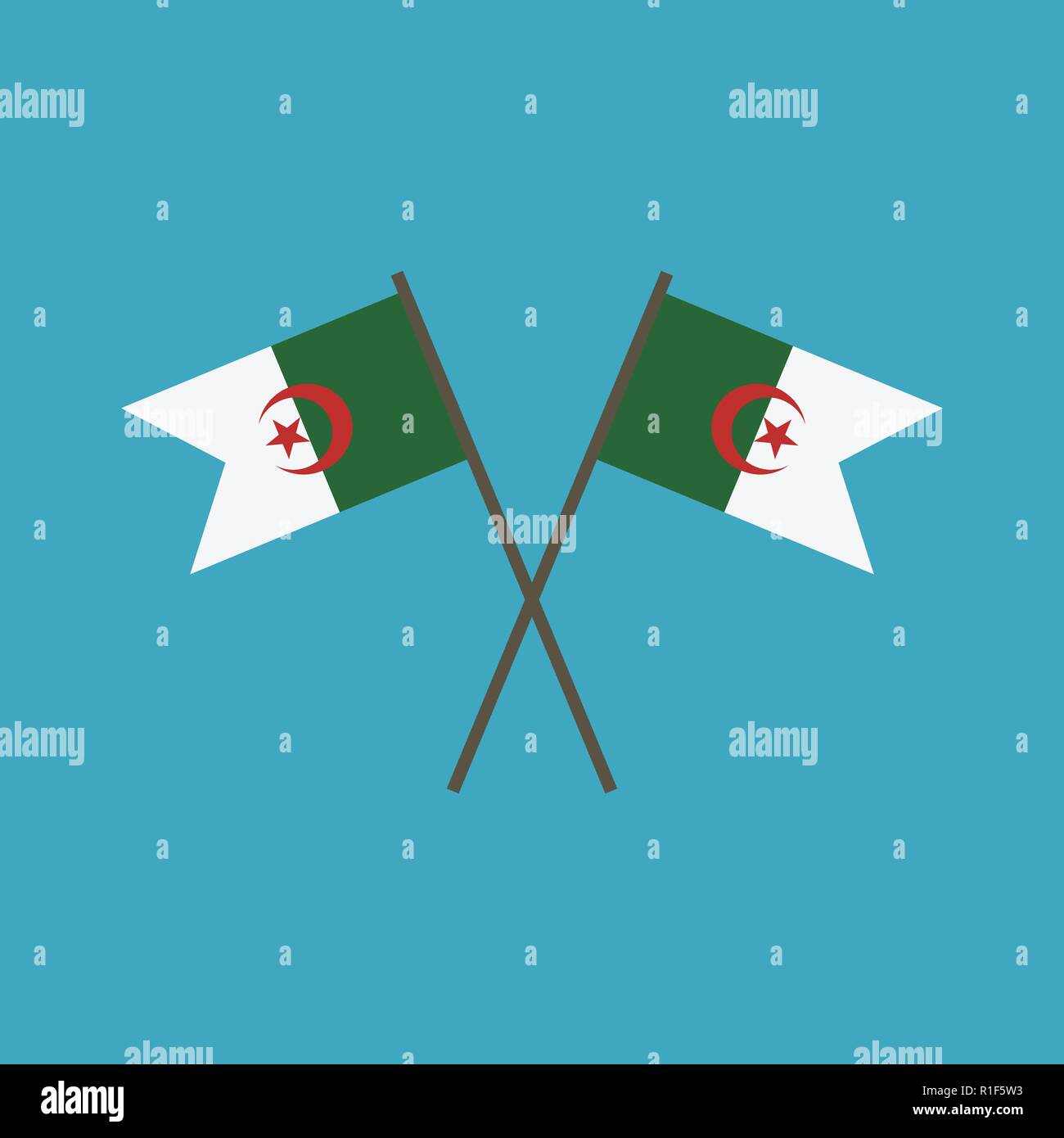 Algeria flag icon in flat design. Independence day or National day ...