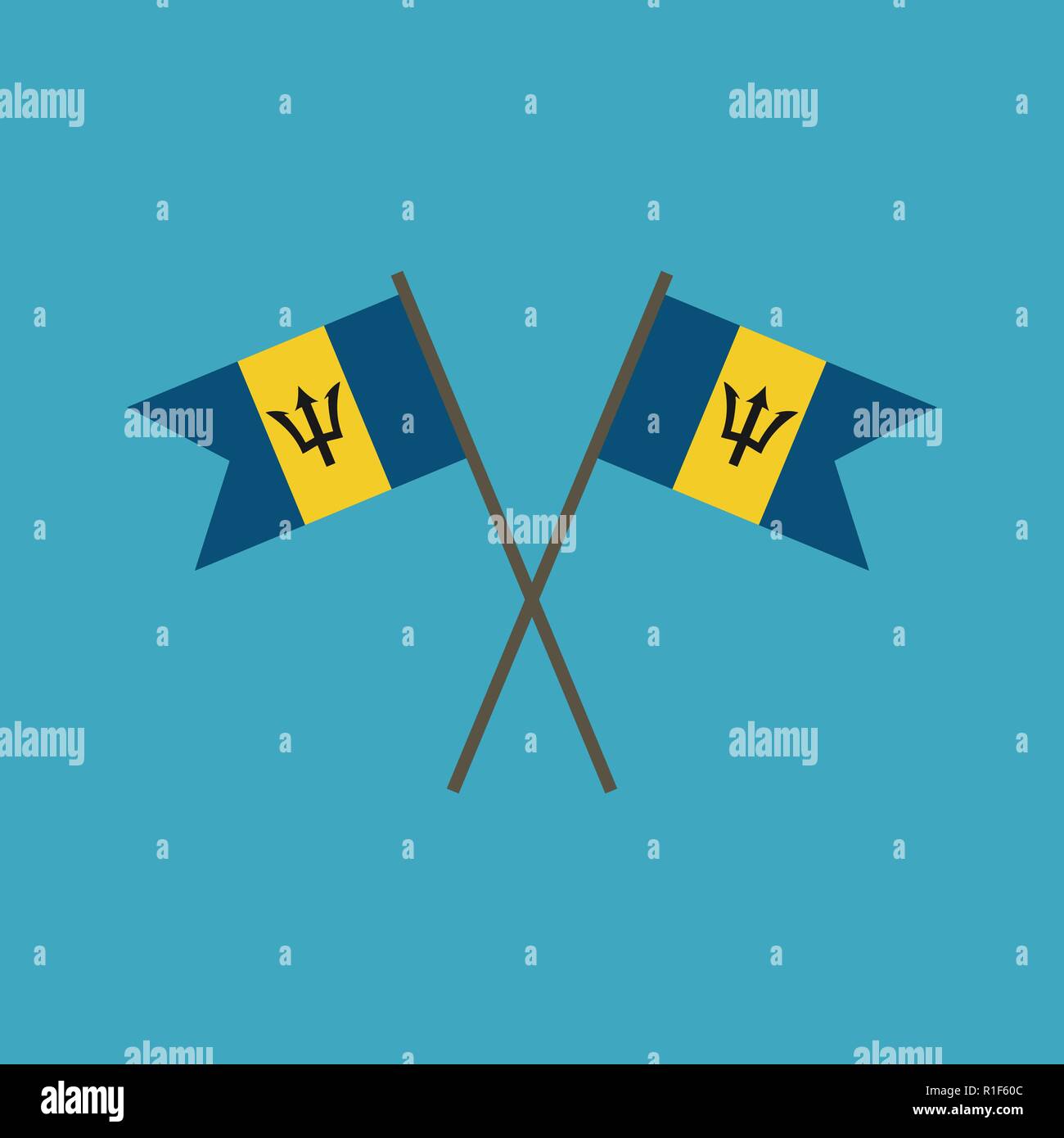 Barbados flag icon in flat design. Independence day or National day ...