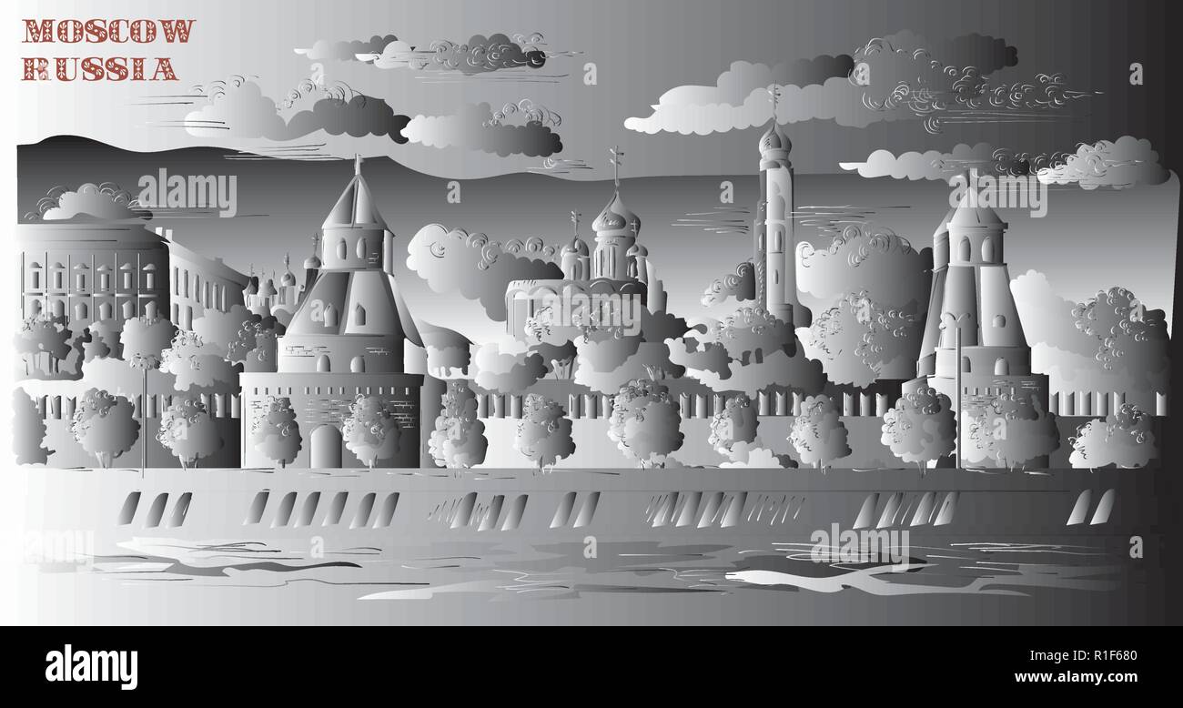 Cityscape of embankment of Kremlin towers and Moscow river (Red Square ...