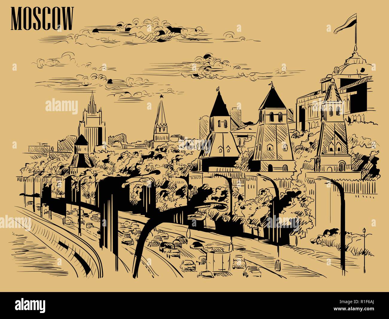 Cityscape building on square Stock Vector Images - Alamy