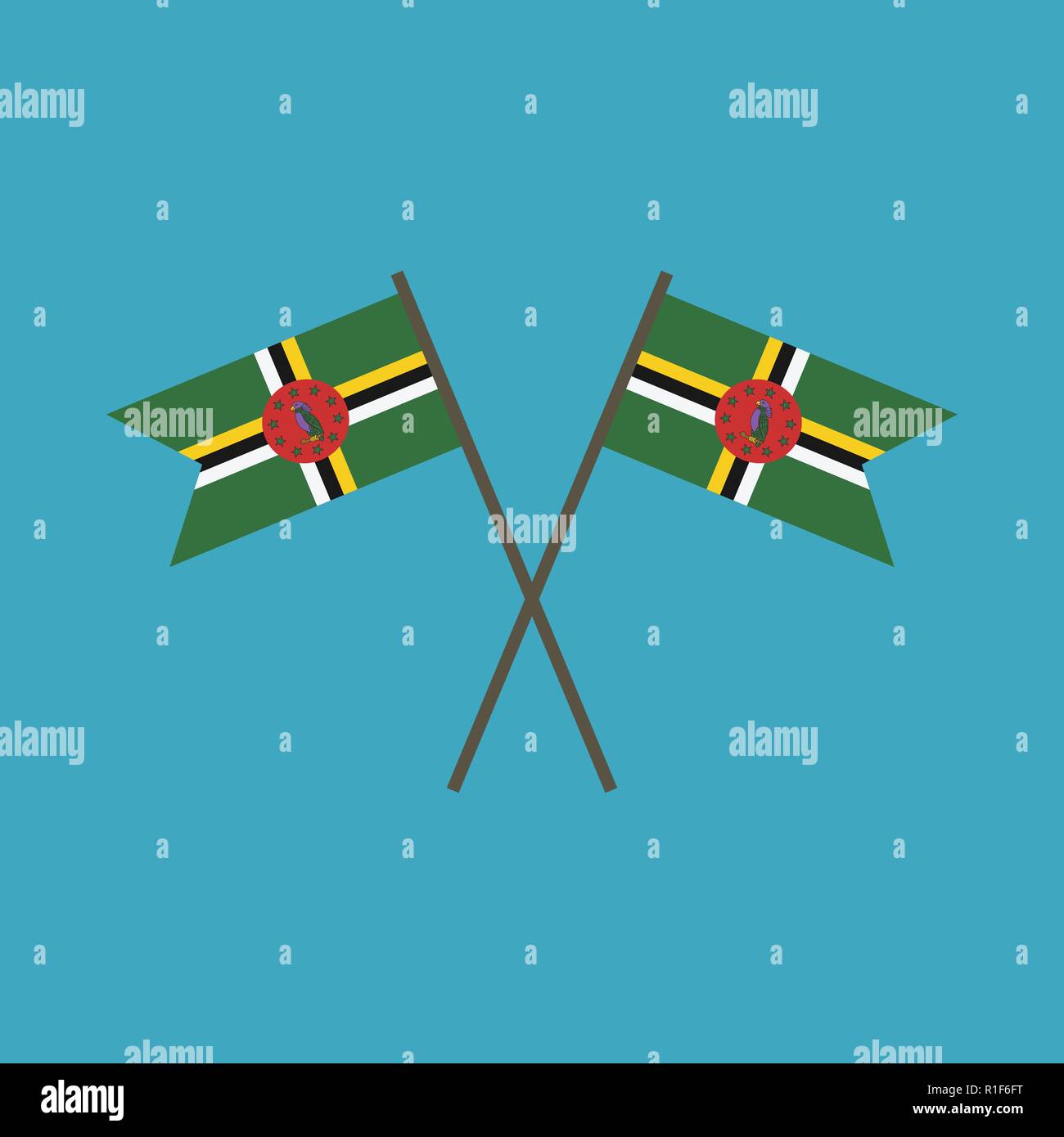 Dominica flag icon in flat design. Independence day or National day ...