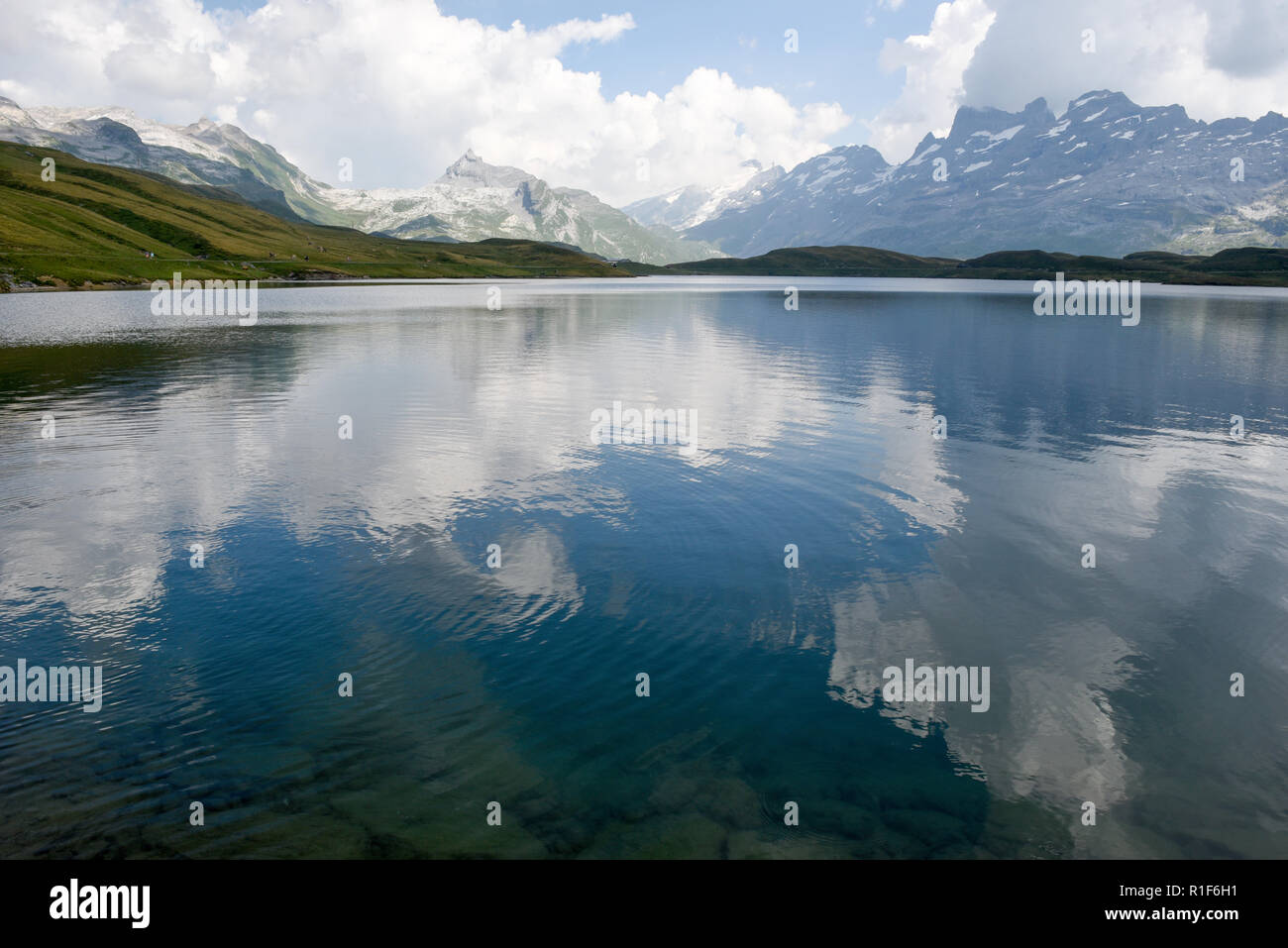 View at Tannensee in the direction of mount Titlis on the Swiss alps ...
