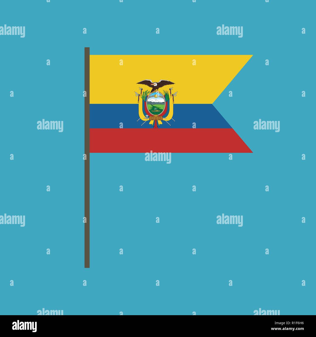 Ecuador flag icon in flat design. Independence day or National day ...