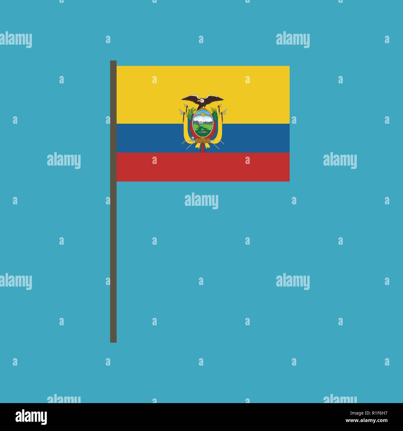 Ecuador flag icon in flat design. Independence day or National day ...