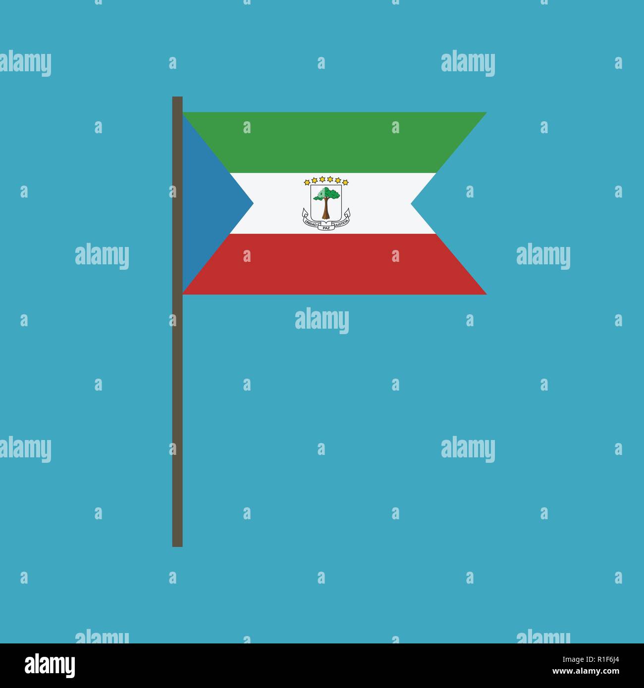 Equatorial Guinea flag icon in flat design. Independence day or National day holiday concept ...