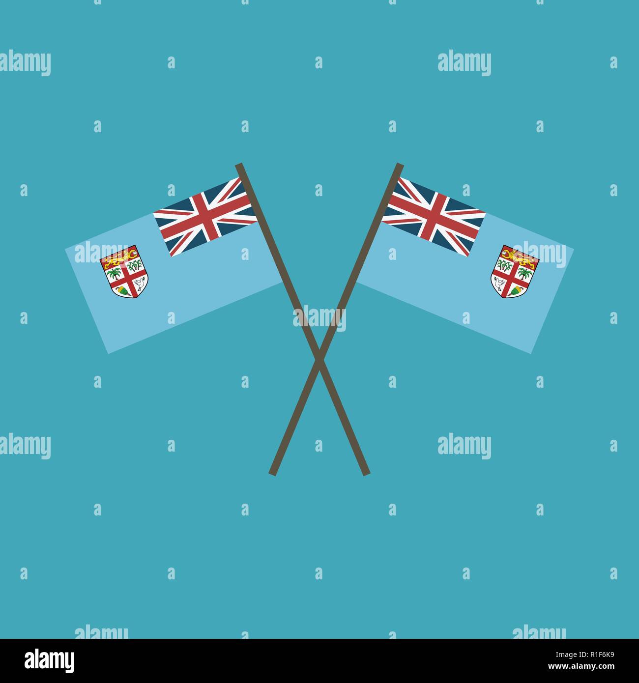 Fiji flag icon in flat design. Independence day or National day holiday ...