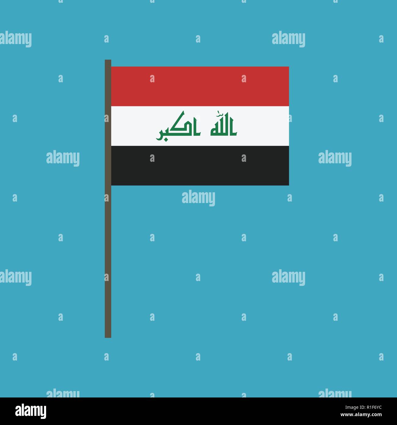 Iraq flag icon in flat design. Independence day or National day holiday ...