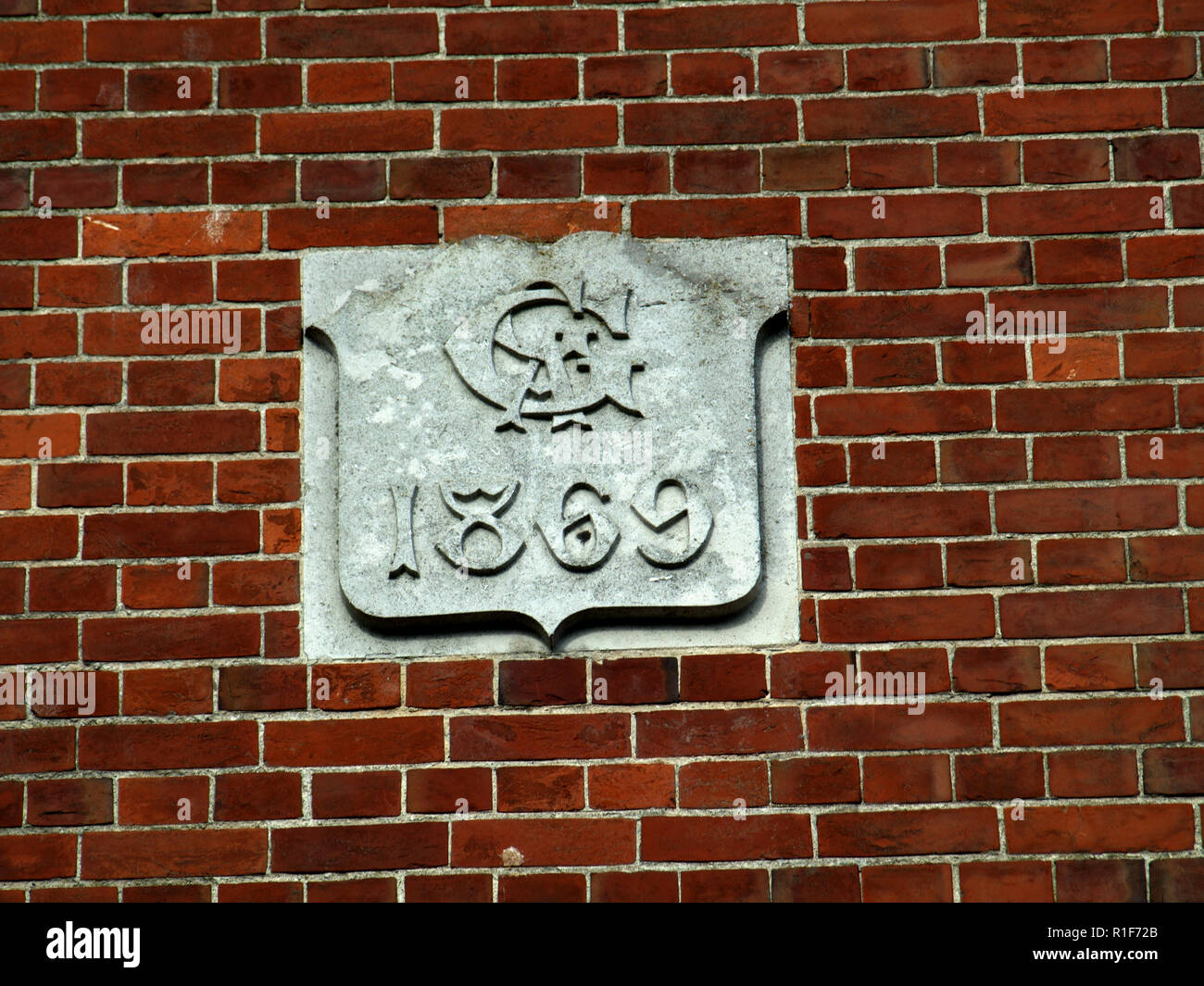 Date stone showing the year 1869, the year of opening at Gales Brewery ...