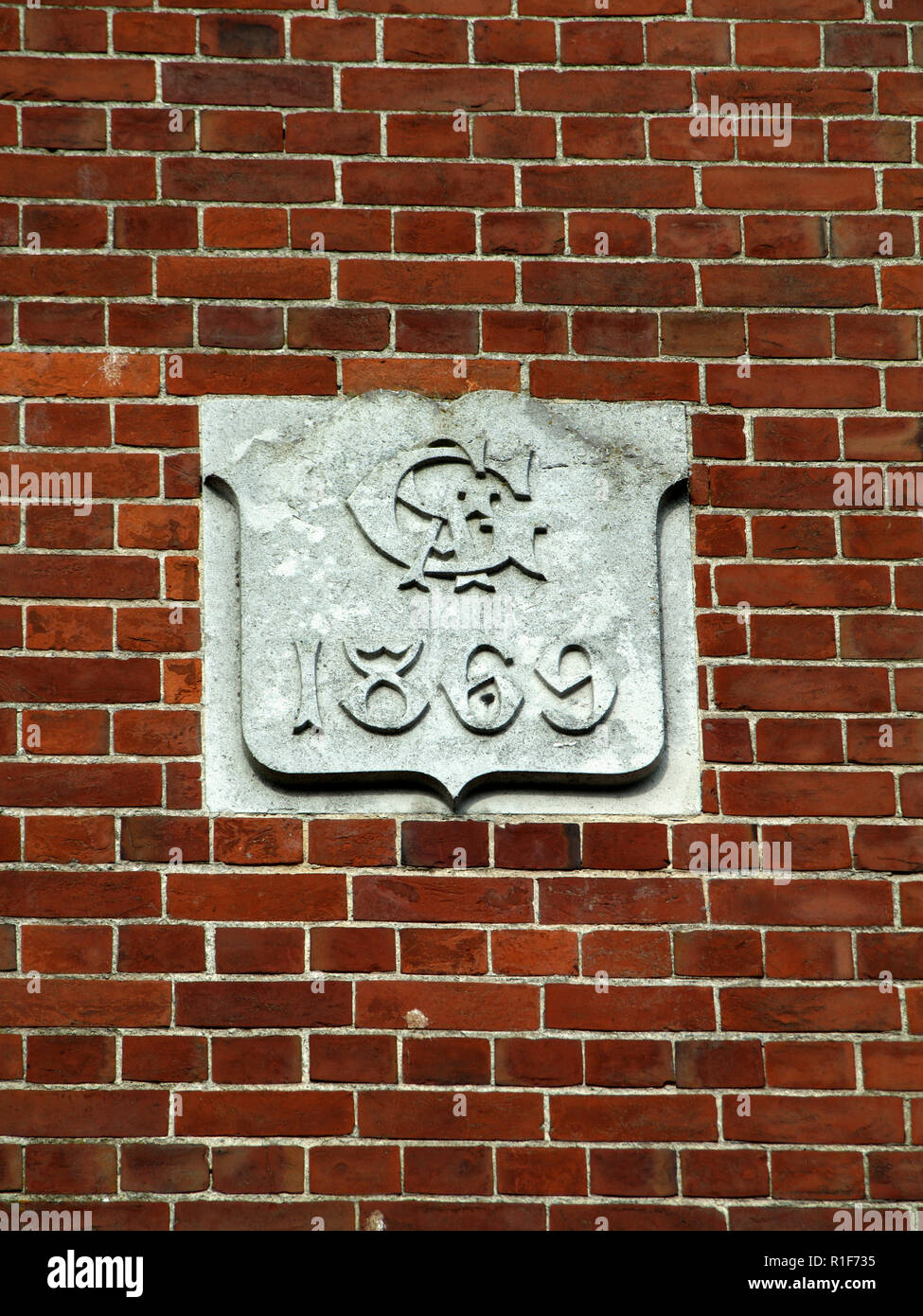 Date stone showing the year 1869, the year of opening at Gales Brewery ...