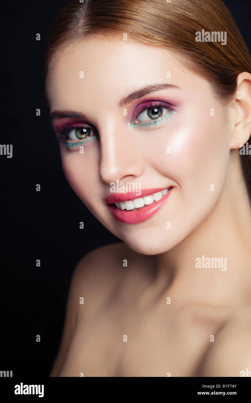 Glamorous woman face with makeup closeup portrait Stock Photo - Alamy