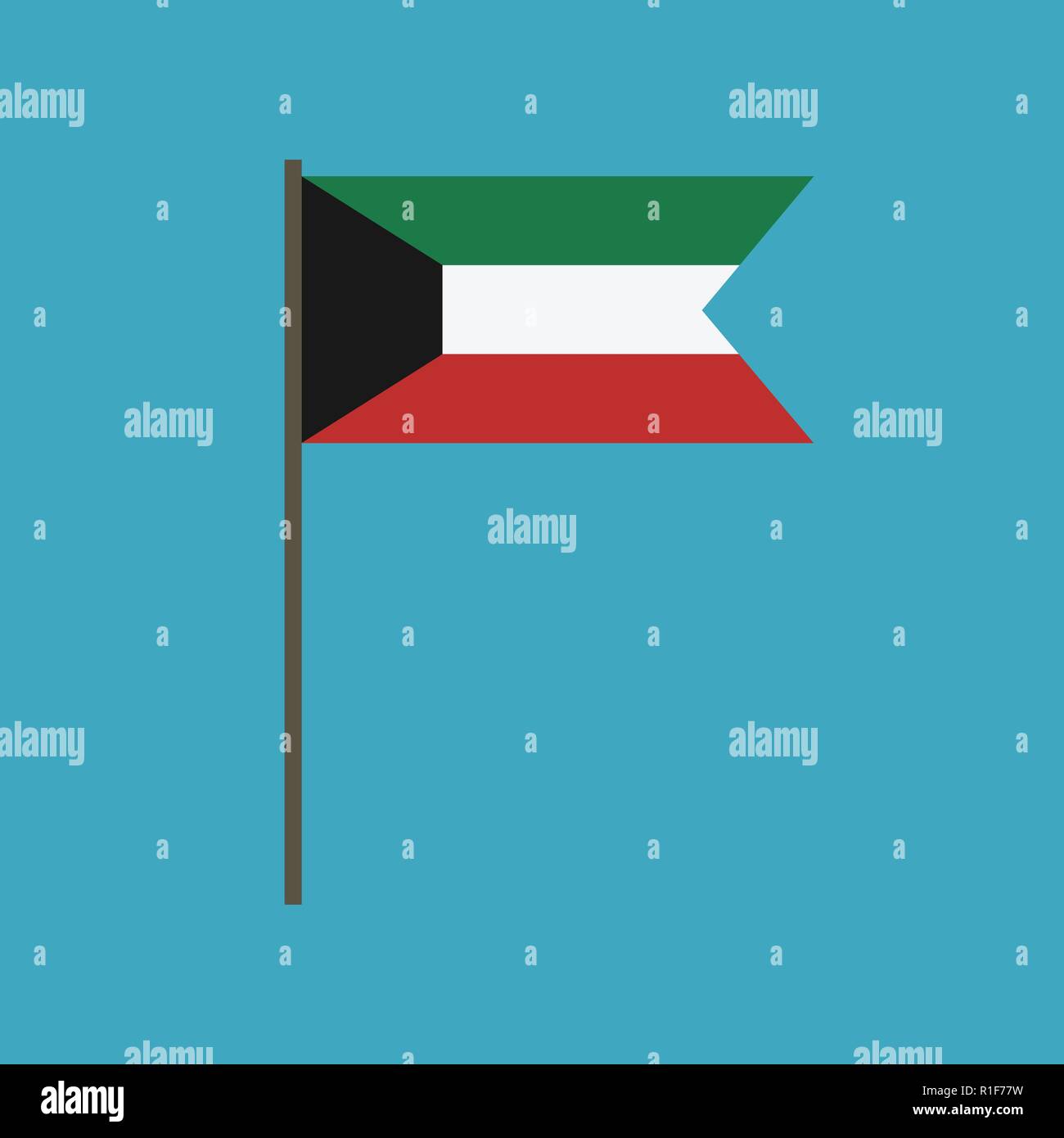 Kuwait flag icon in flat design. Independence day or National day ...
