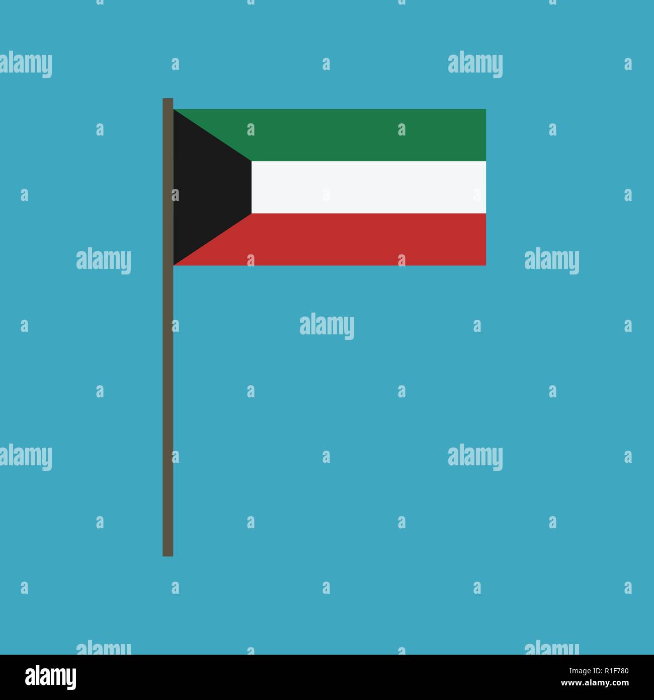 Kuwait flag icon in flat design. Independence day or National day ...