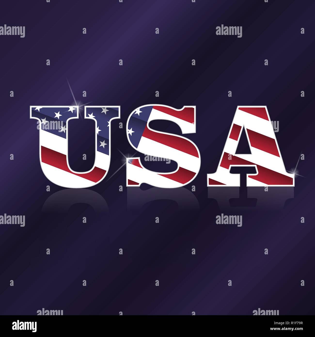 Word USA with national flag pattern and reflection Stock Vector Image ...