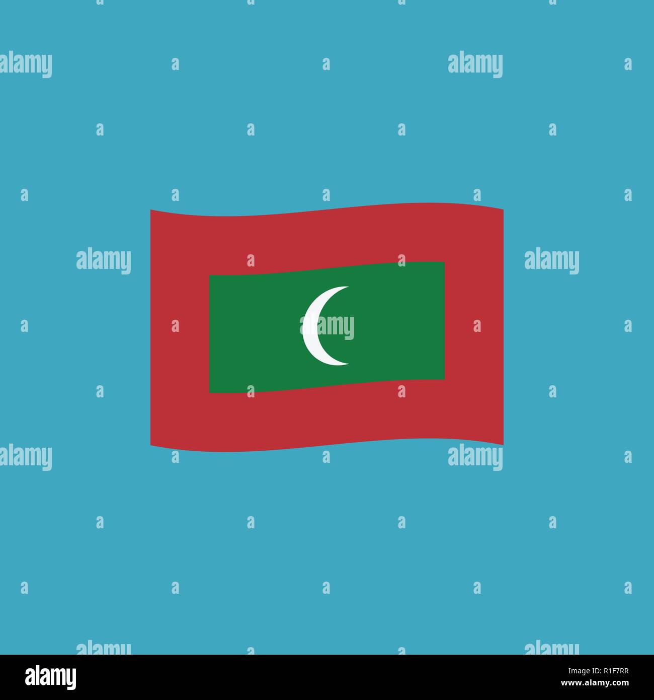 Maldives flag icon in flat design. Independence day or National day ...