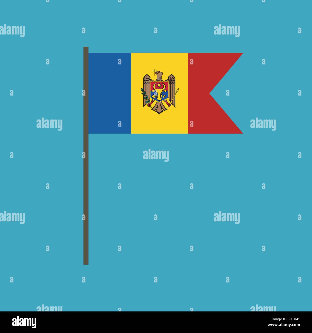 Moldova flag icon in flat design. Independence day or National day ...