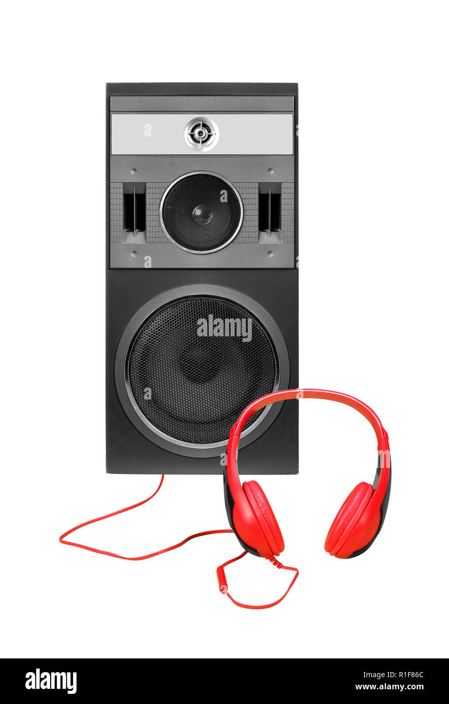 Music and sound - front view one three way line array loudspeaker ...