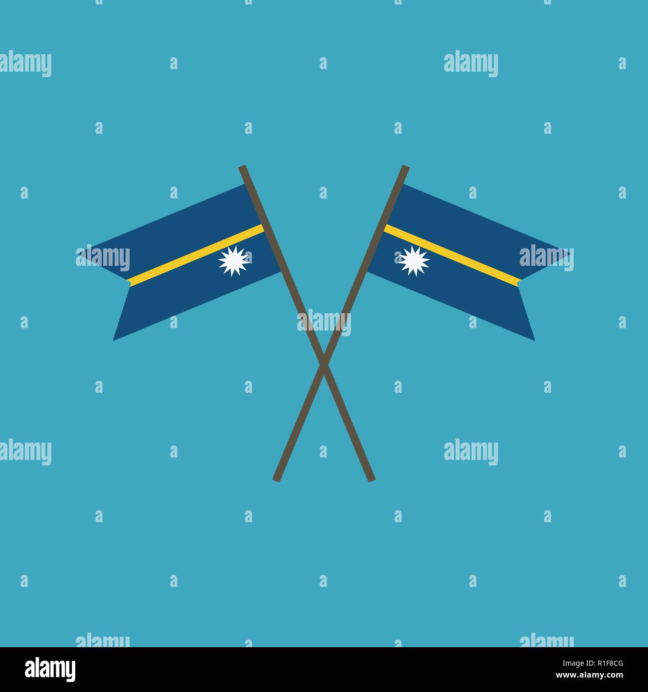 Nauru flag icon in flat design. Independence day or National day ...