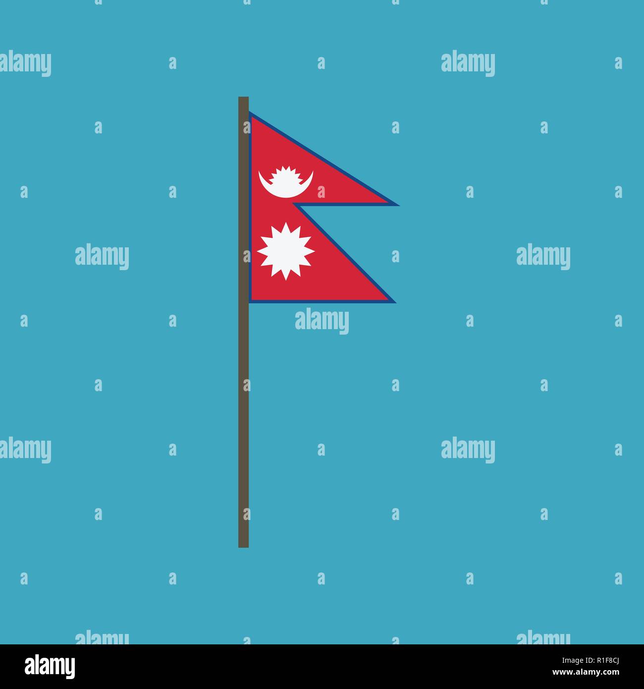 Nepal flag icon in flat design. Independence day or National day ...
