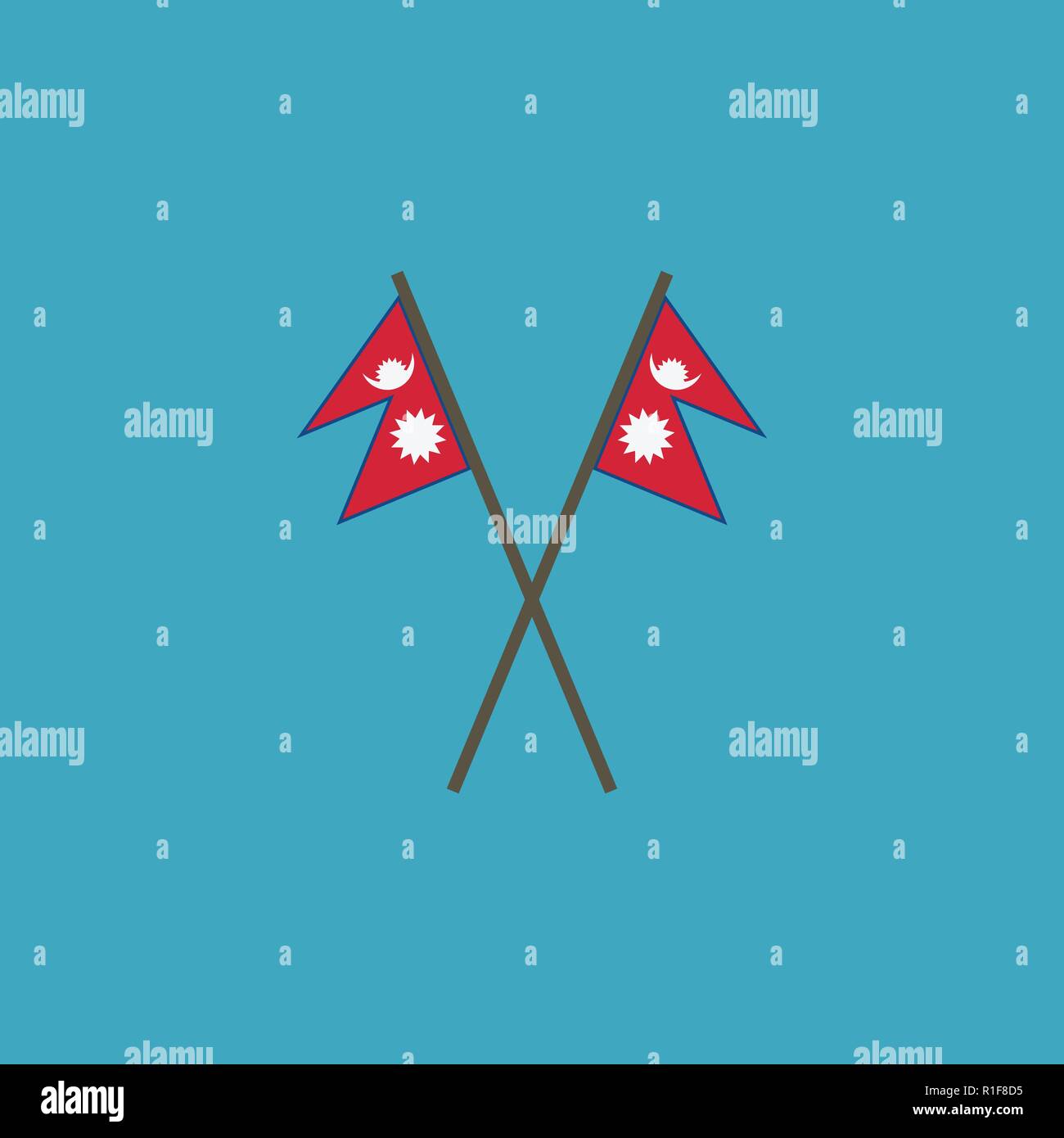 Nepal flag icon in flat design. Independence day or National day ...