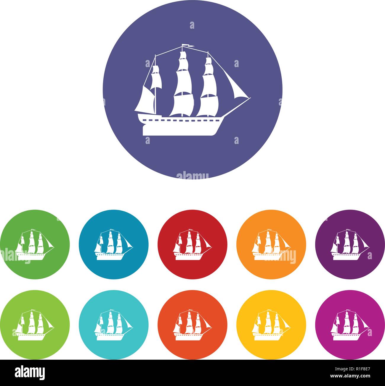 Sailboat icons set vector color Stock Vector Image & Art - Alamy