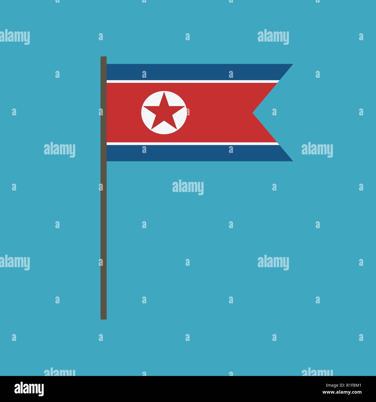 North Korea flag icon in flat design. Independence day or National day ...