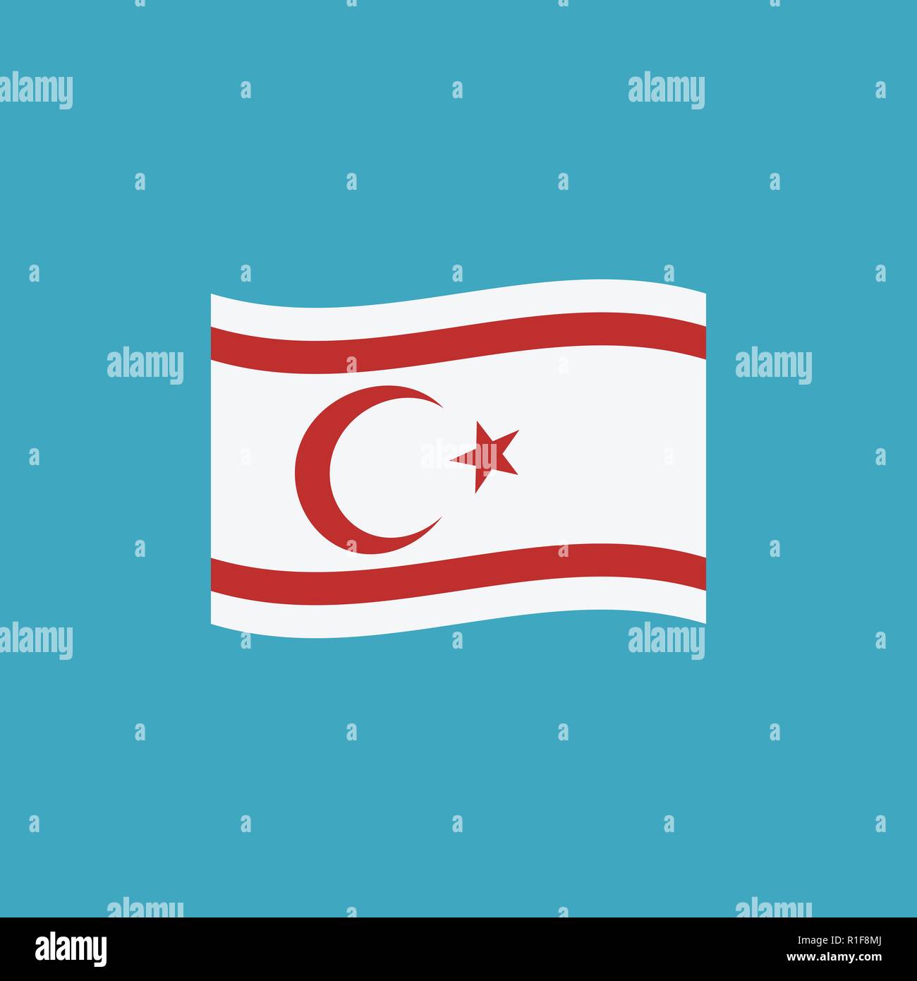 Northern Cyprus flag icon in flat design. Independence day or National ...