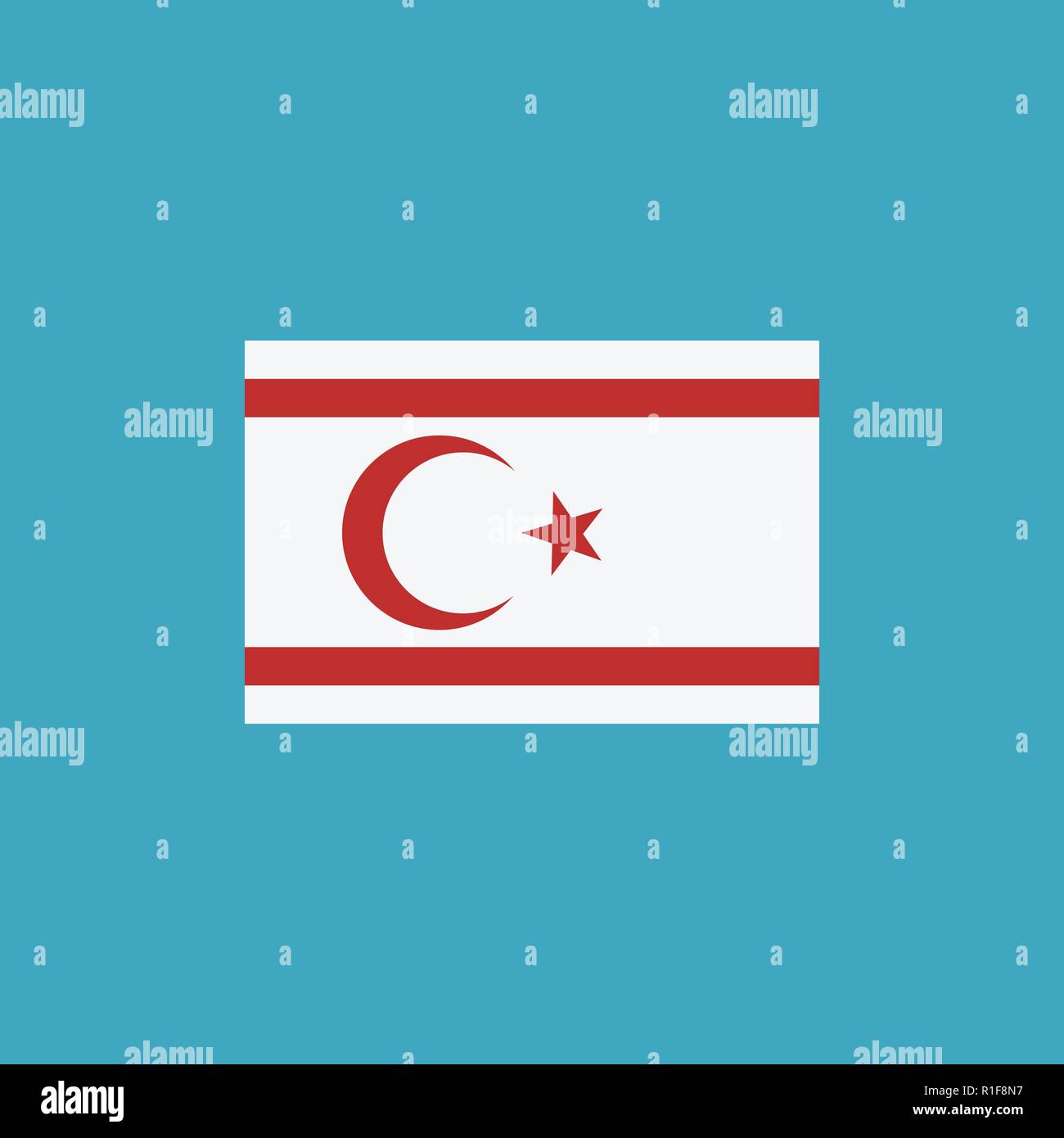 Northern Cyprus flag icon in flat design. Independence day or National ...