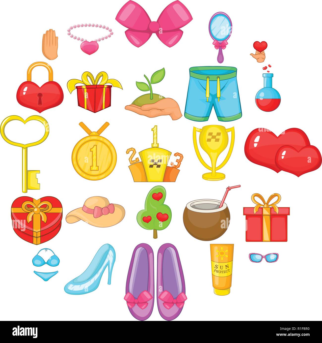 Happiness icons set, cartoon style Stock Vector Image & Art - Alamy