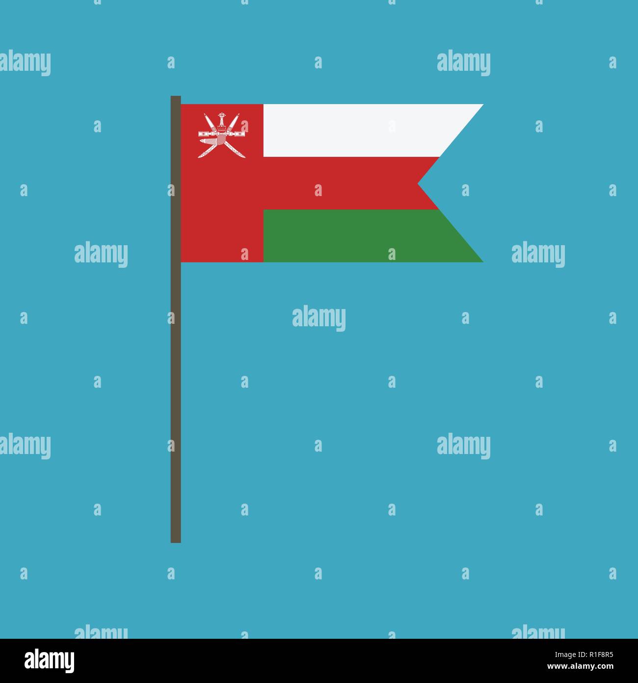 Oman flag icon in flat design. Independence day or National day holiday ...