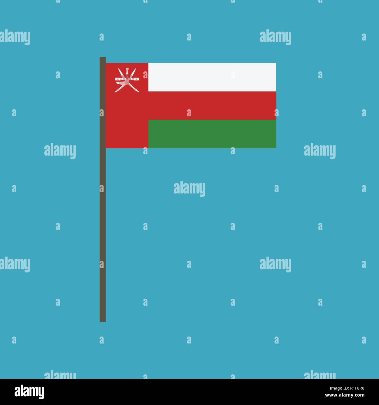 Oman flag icon in flat design. Independence day or National day holiday ...