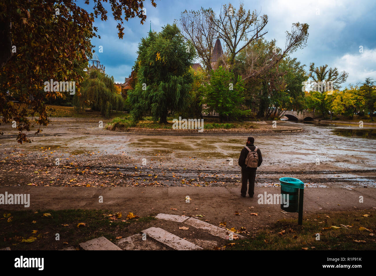 A man look over a dried out lake Stock Photo - Alamy
