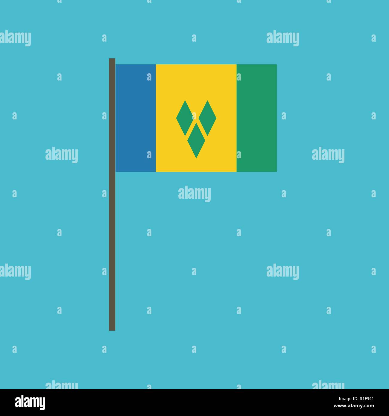 Saint Vincent and the Grenadines flag icon in flat design. Independence ...