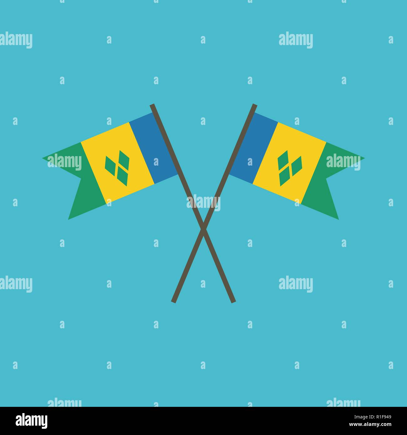 Saint Vincent and the Grenadines flag icon in flat design. Independence ...